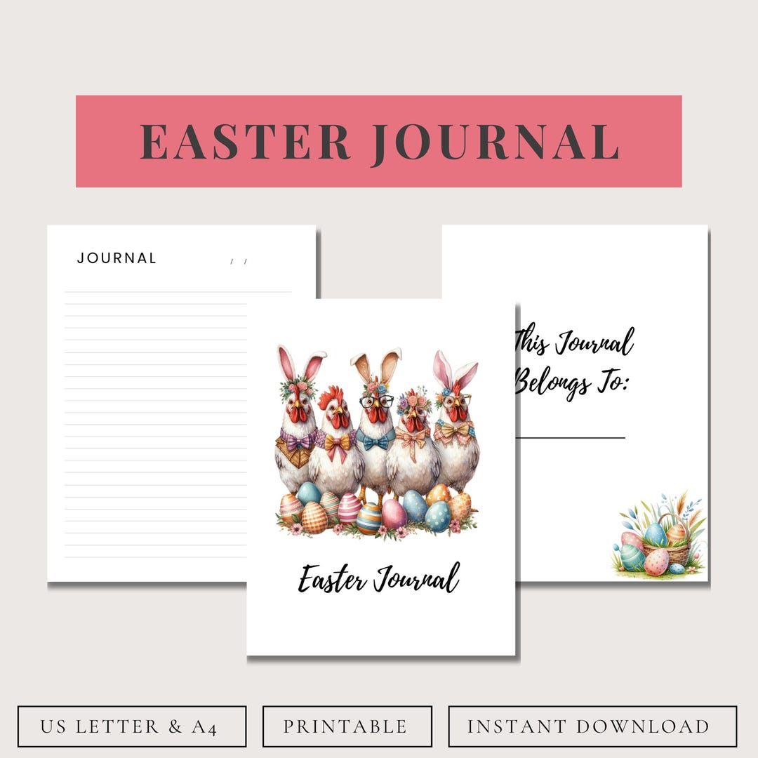 Easter Journal Printable Funny Chicken Easter Notebook Bunny Chicken ...