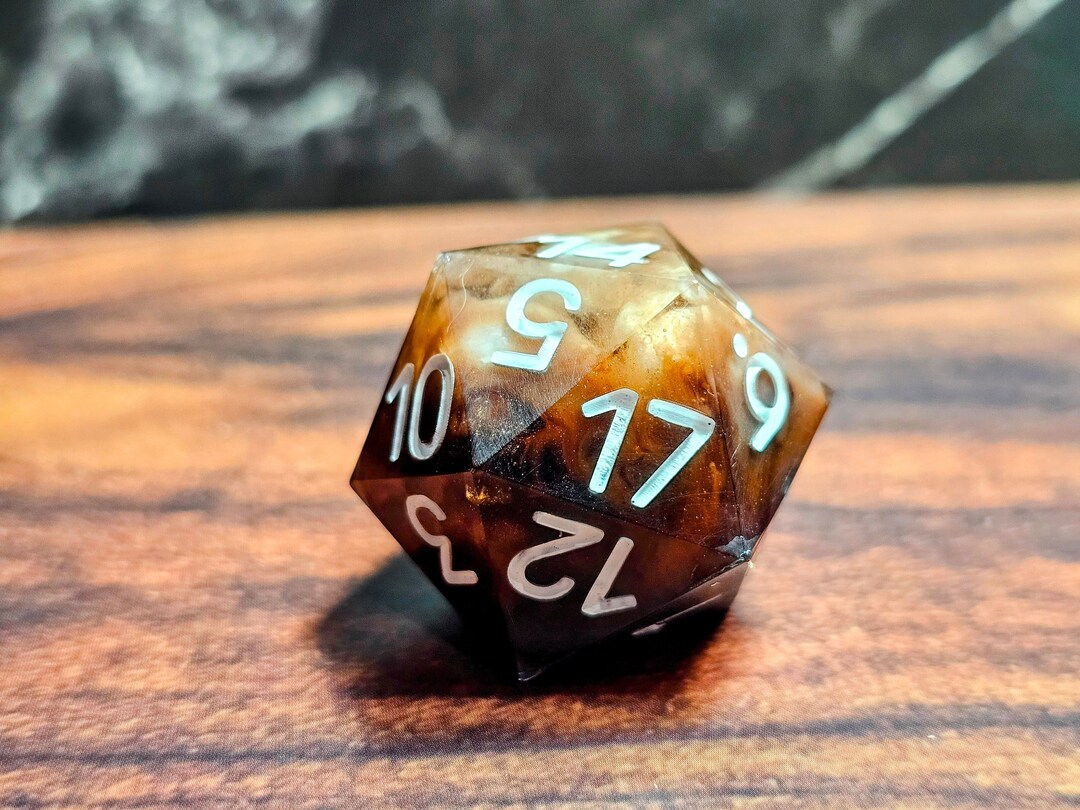 Rootbeer Float, Single 33mm Jumbo D20, Big Dice, Sharp Edge, Handmade ...