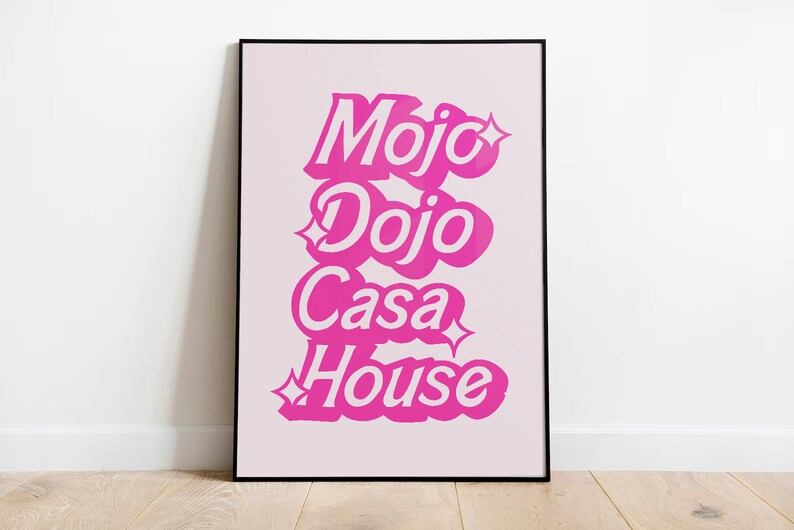 Mojo Dojo Casa House Poster - Pink Preppy Decor, Digital Wall Art ...