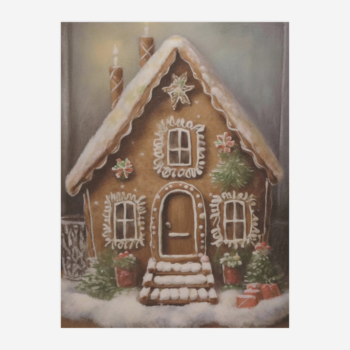 Gingerbread House Art Holiday Wall Decor Festive Home Print - Etsy