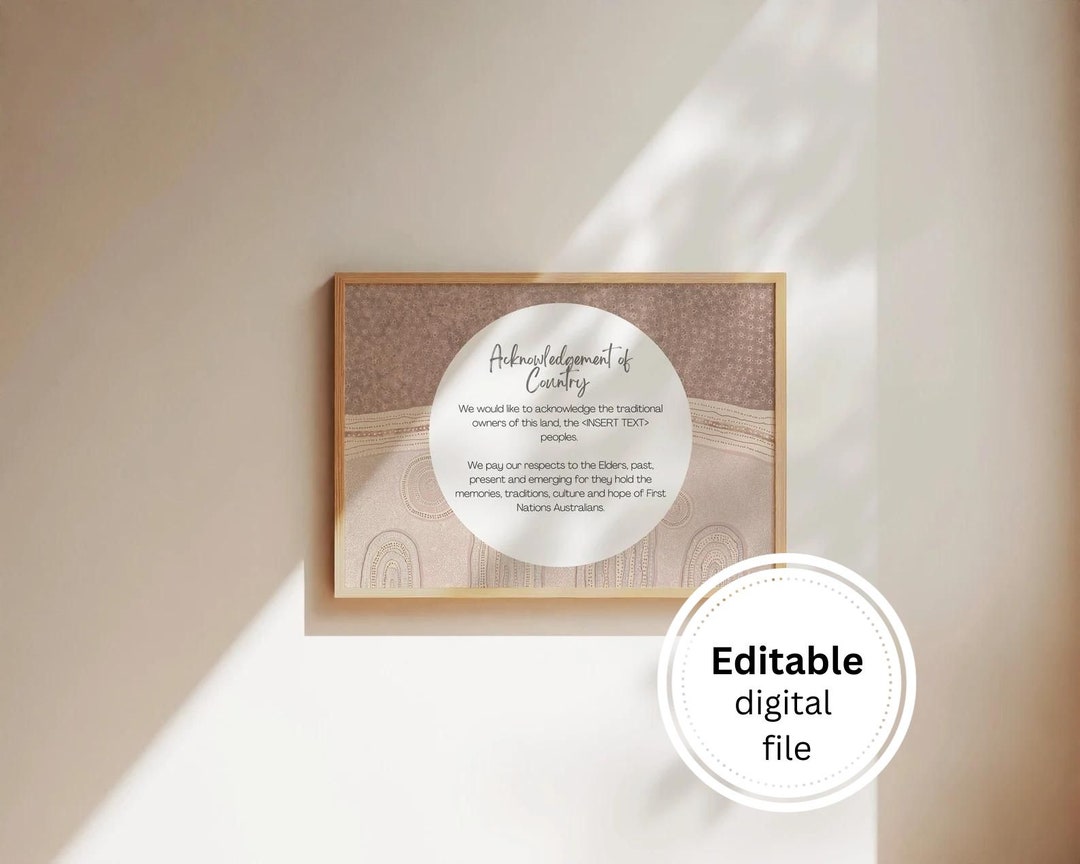 Editable Acknowledgement of Country Sign digital File Aboriginal Art ...