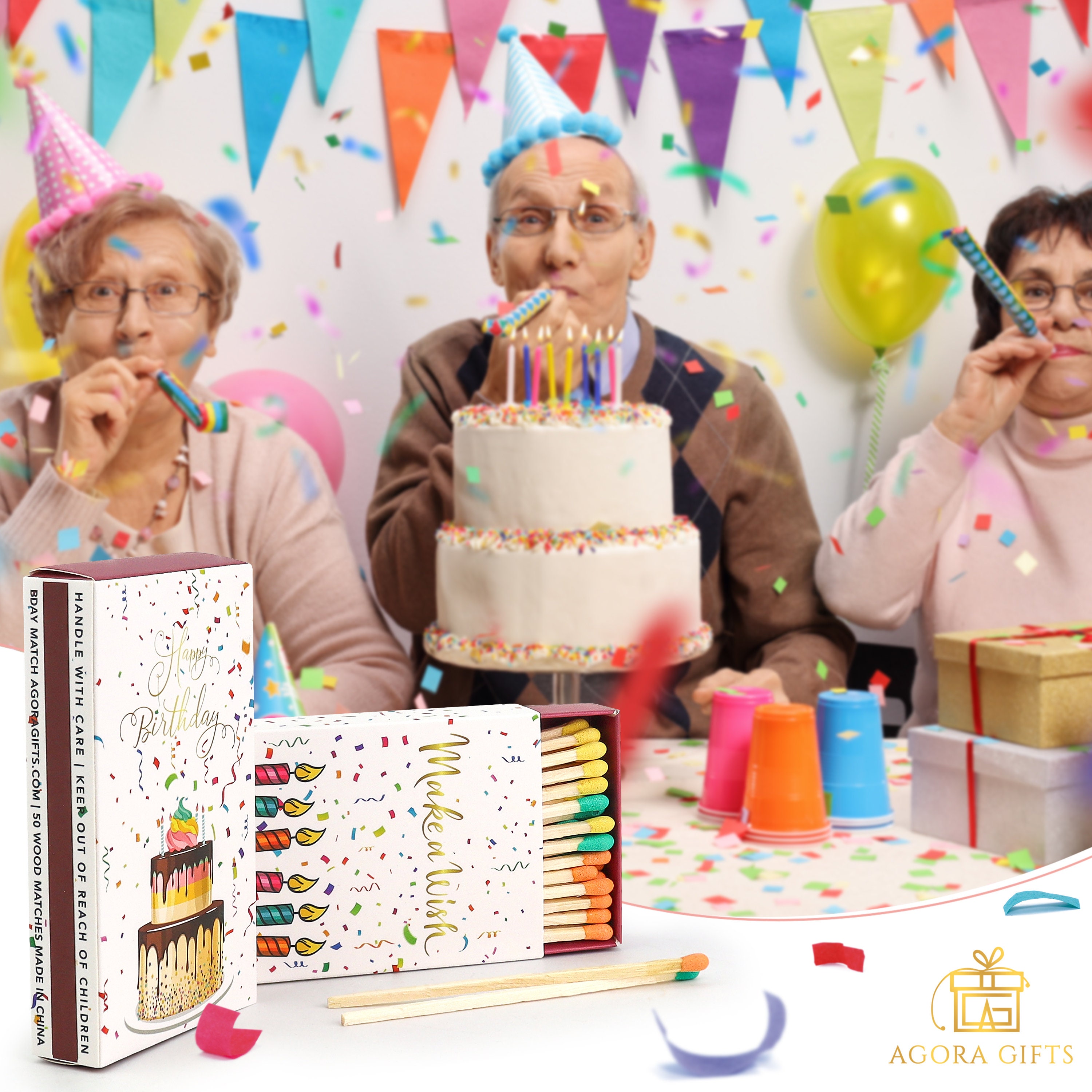 Happy Birthday Matches Box 4-inch Long Matches for Candles W/strike ...