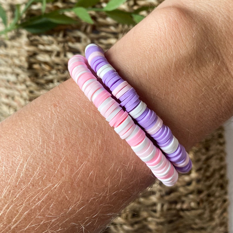 Spring Bracelets Pastel Bracelet Heishi Beaded Bracelet Word Bracelet ...