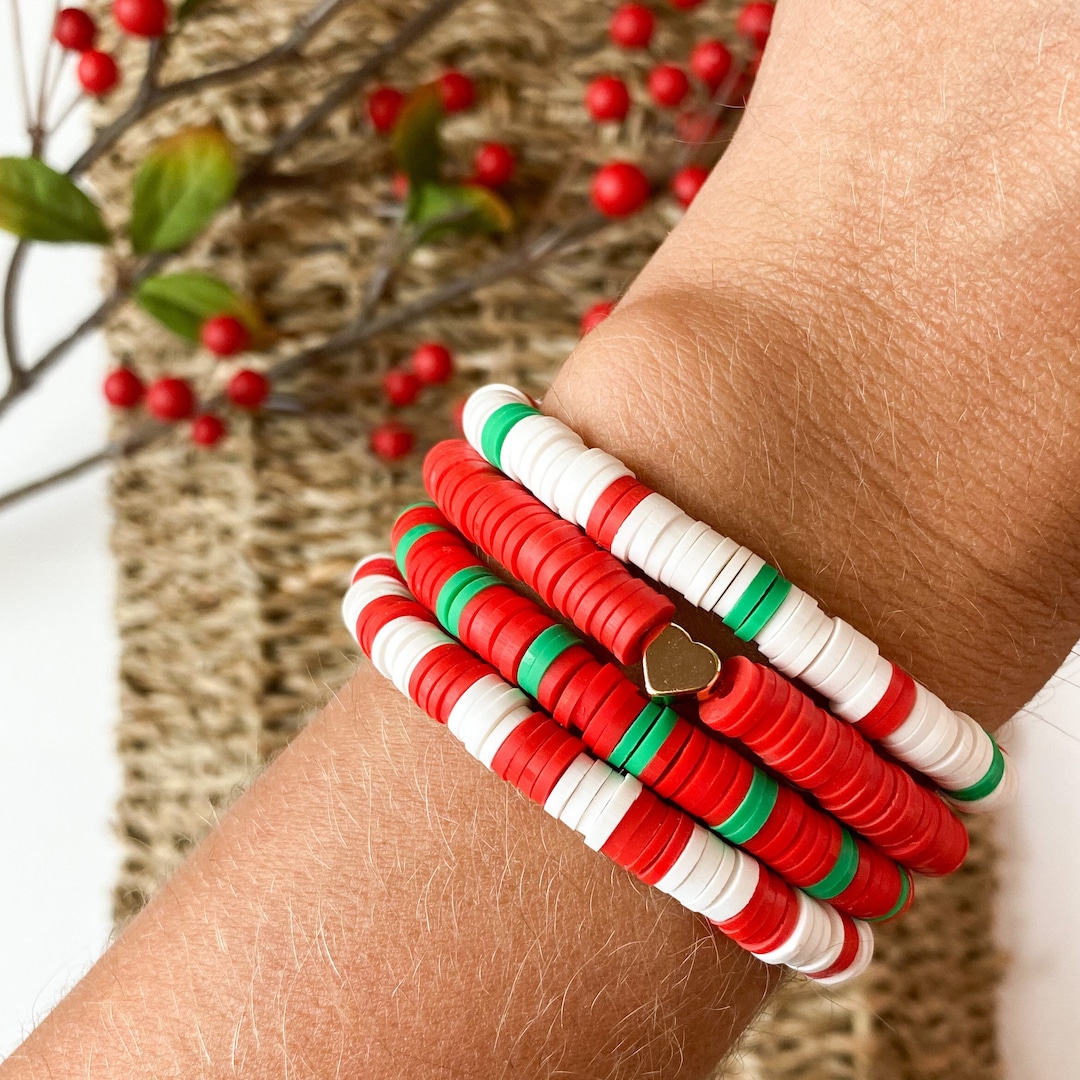 Holiday Bracelet | Christmas Bracelet | Heishi Beaded Bracelet | Word ...