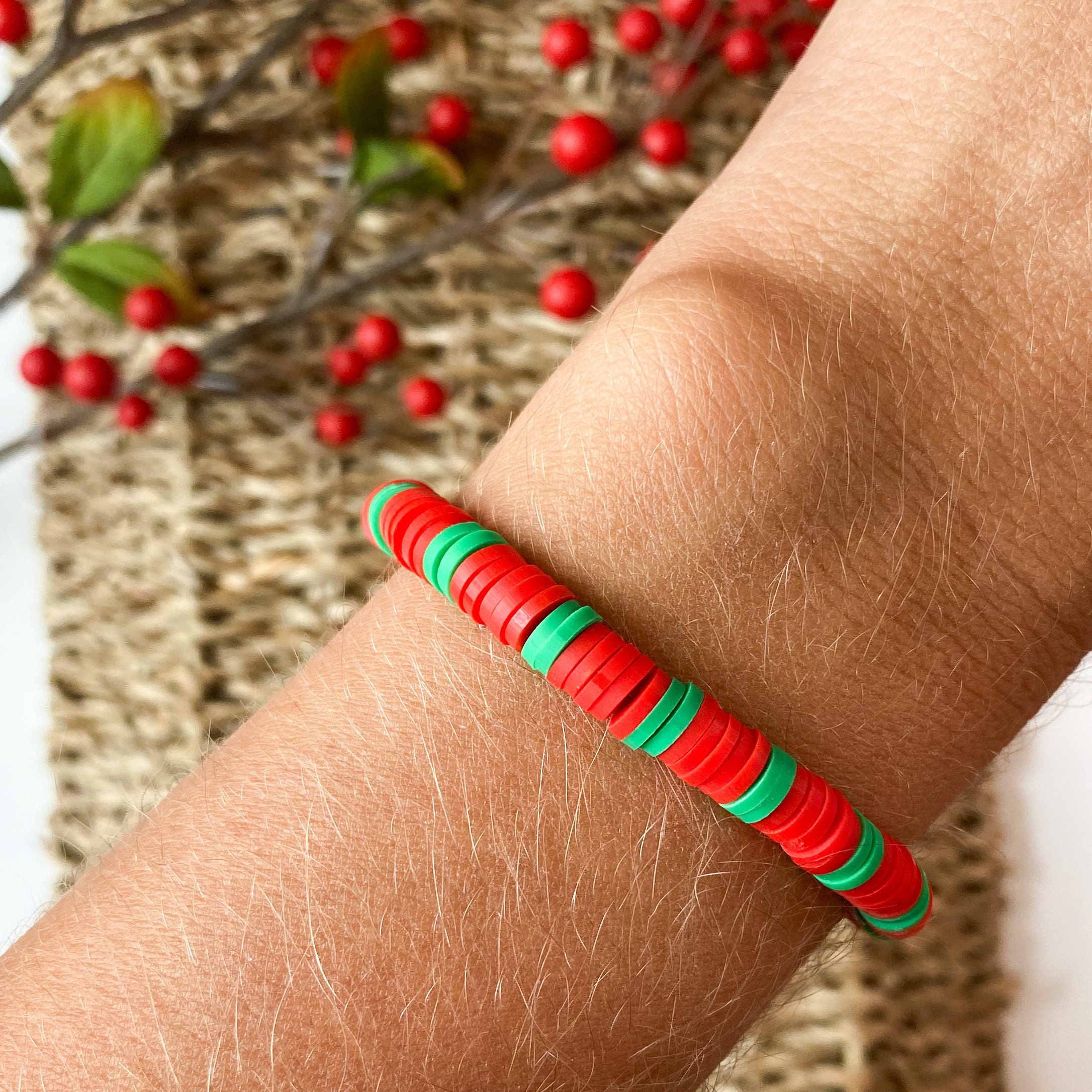 Holiday Bracelet | Christmas Bracelet | Heishi Beaded Bracelet | Word ...