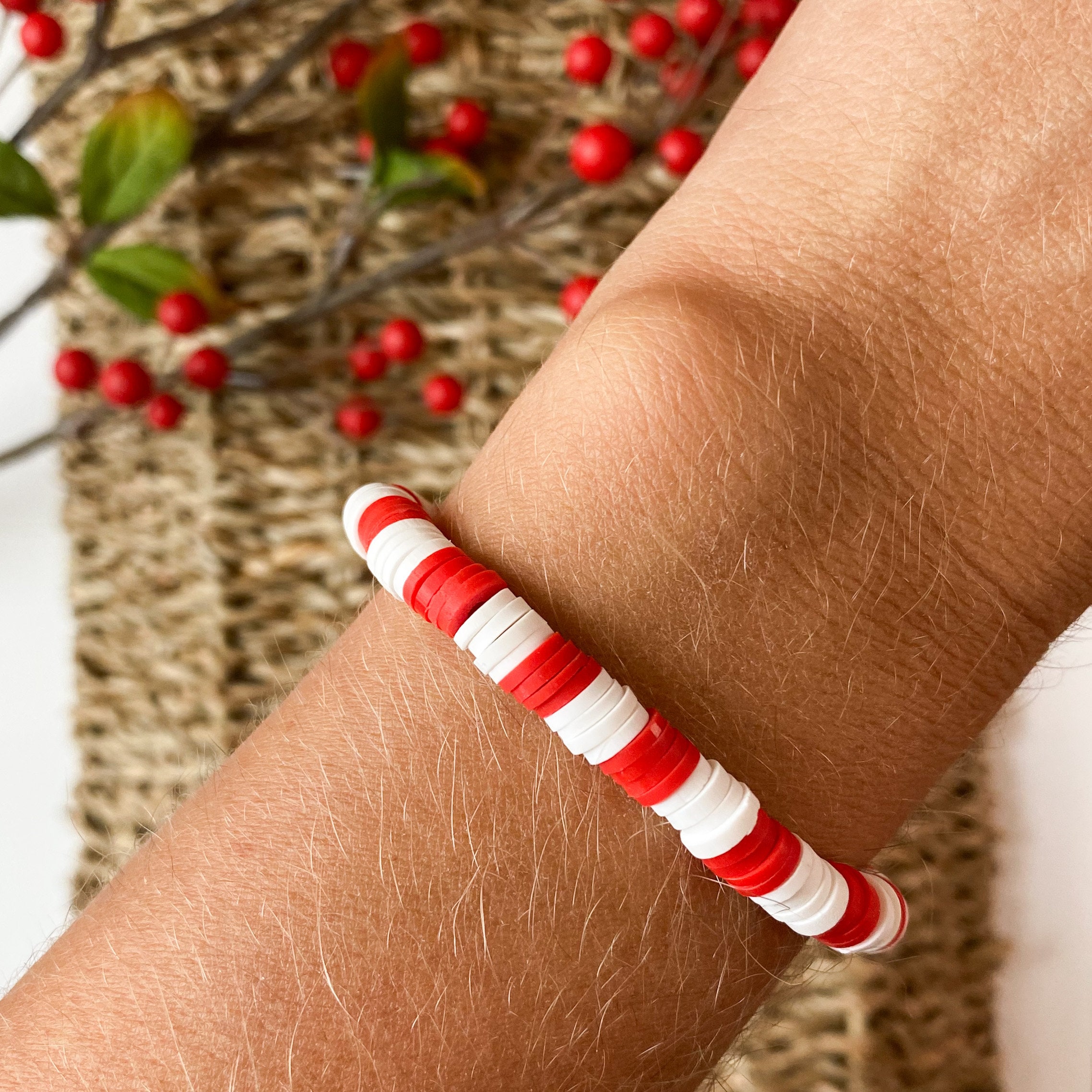 Holiday Bracelet | Christmas Bracelet | Heishi Beaded Bracelet | Word ...