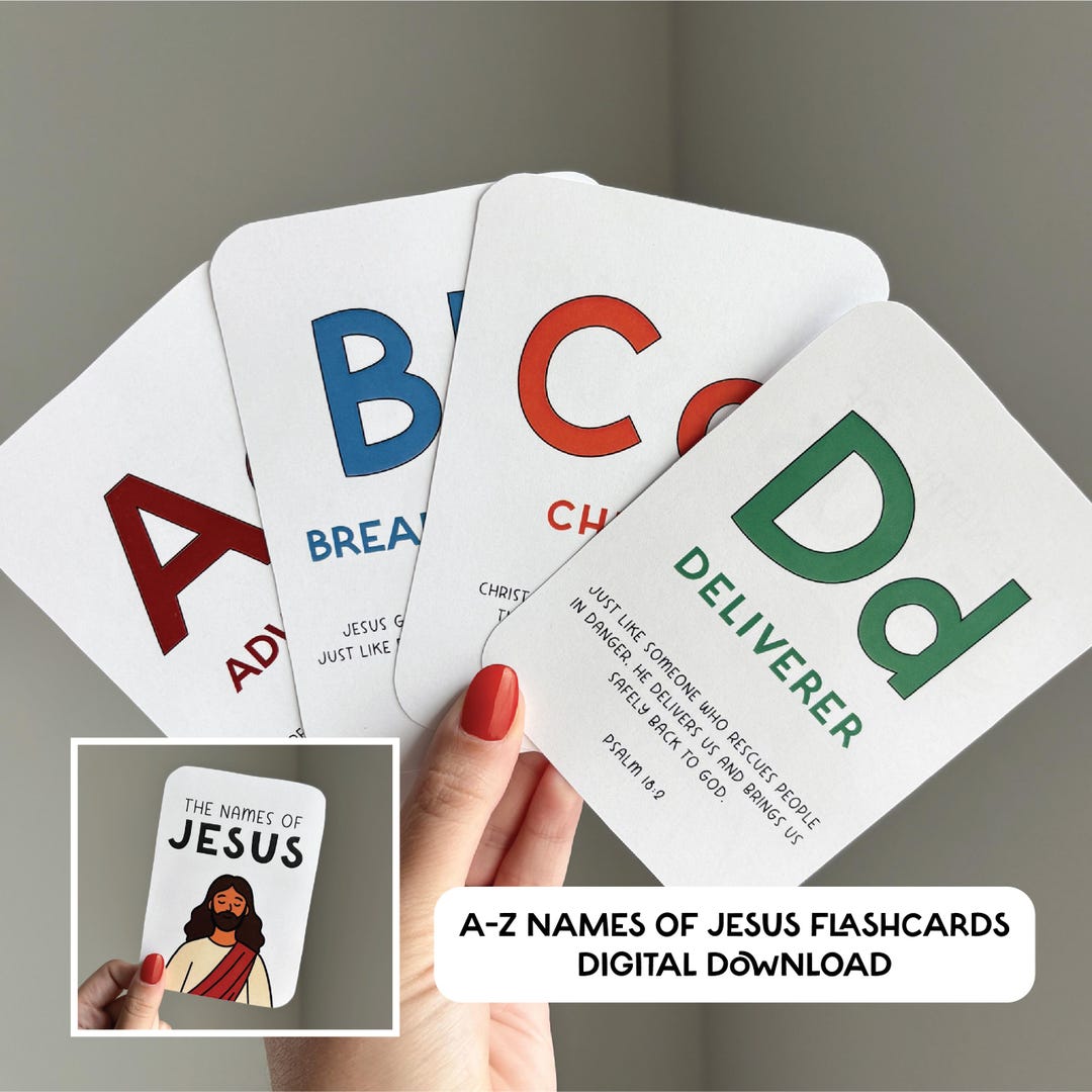 A-Z Christian Alphabet Flashcards | Names of Jesus | Printable Kids ...