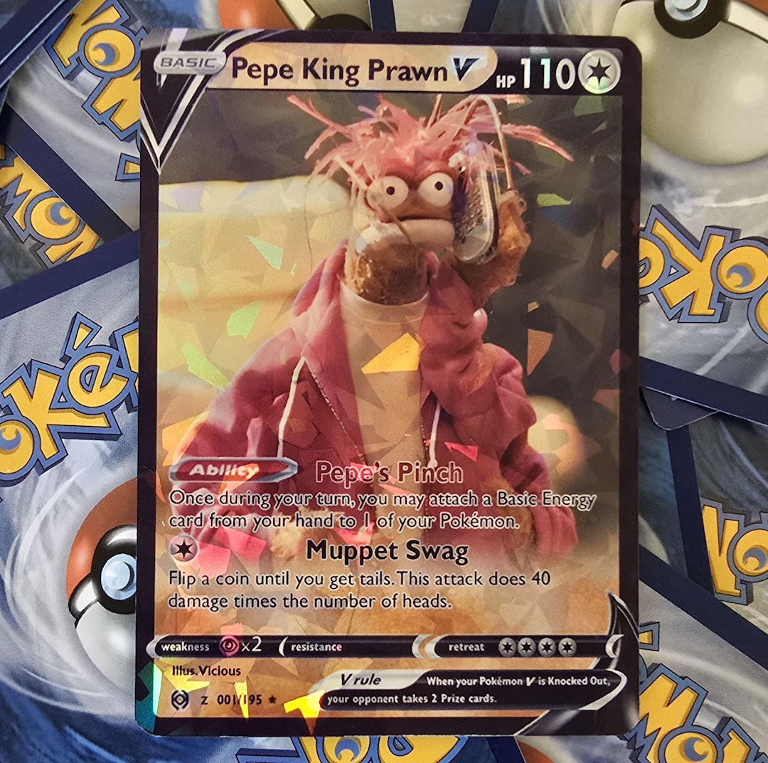 Pepe King Prawn Meme Pokemon Card - Etsy