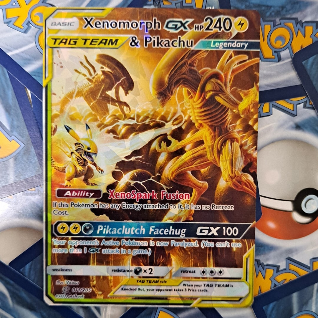 Xenomorph and Pikachu Tag Team Pokemon Card - Etsy