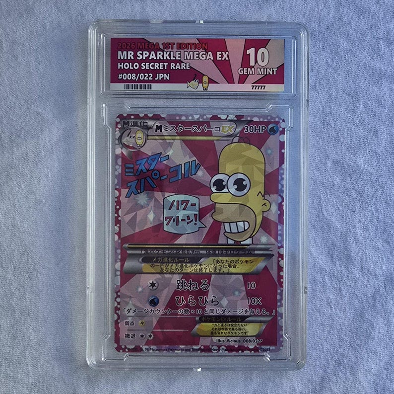 Homer Simpson W/ Custom Slab Pokemon Card - Etsy