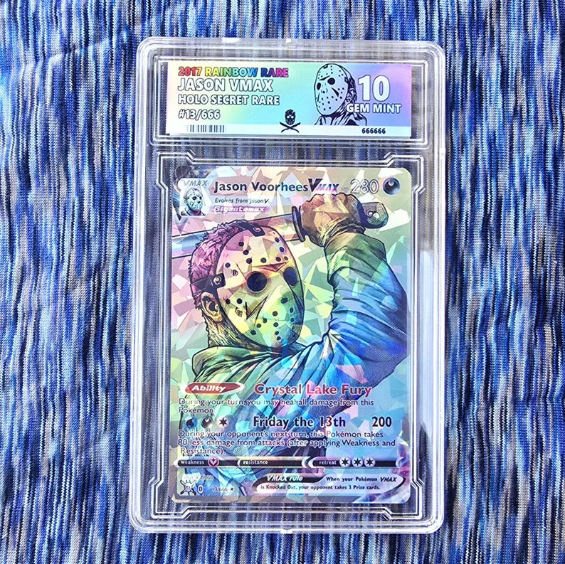 Jason Voorhees W/ Custom Slab Pokemon Card - Etsy