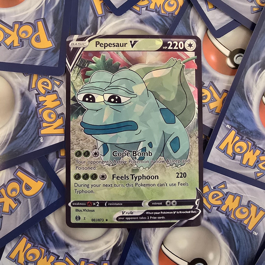 Pepesaur Pokemon Card - Pepe and Bulbasaur - Etsy
