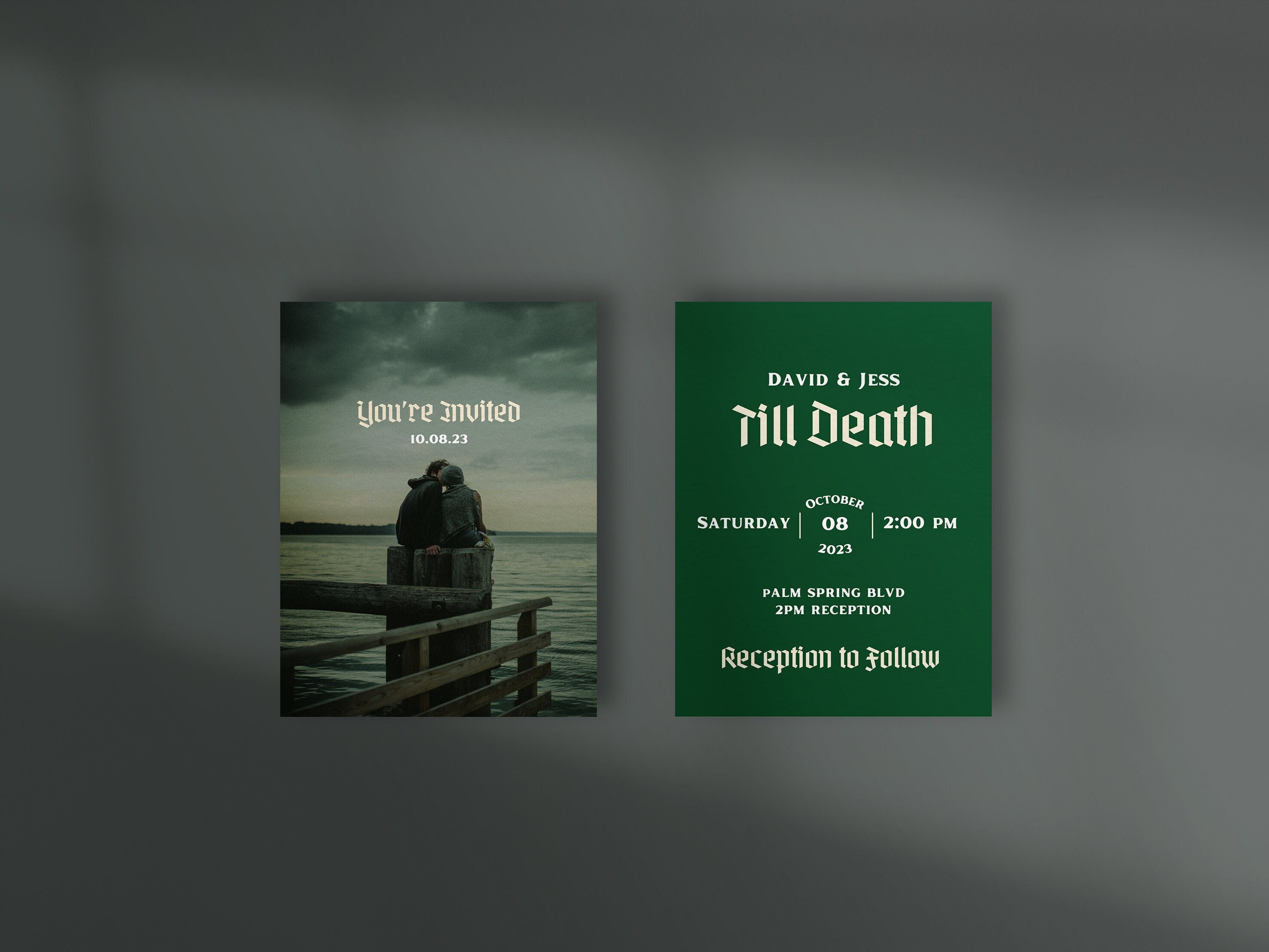 Till Death Moody Wedding Invitation Template Canva | Editable Gothic ...