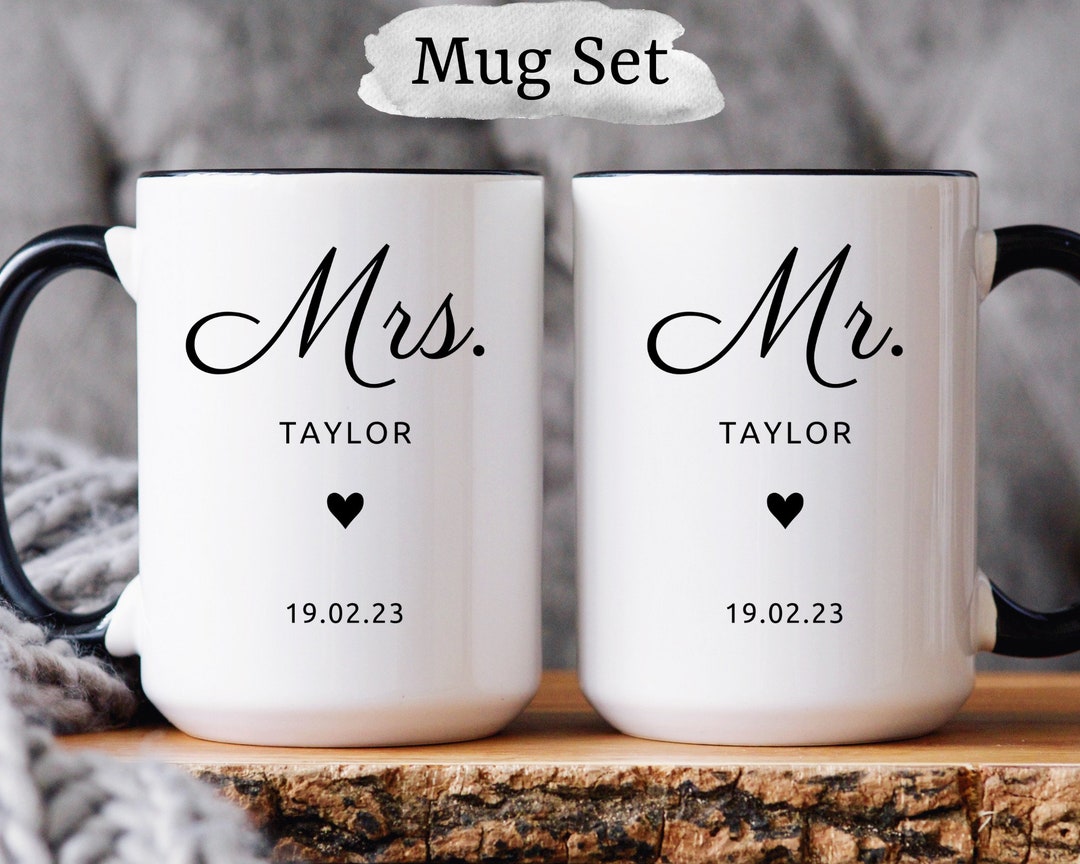 Personalized Mr and Mrs Mug Set Custom Wedding Mugs Bridal - Etsy
