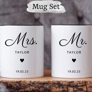 Personalized Mr and Mrs Mug Set Custom Wedding Mugs Bridal - Etsy