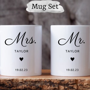 Personalized Mr and Mrs Mug Set Custom Wedding Mugs Bridal - Etsy