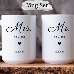 Personalized Mr and Mrs Mug Set Custom Wedding Mugs Bridal - Etsy