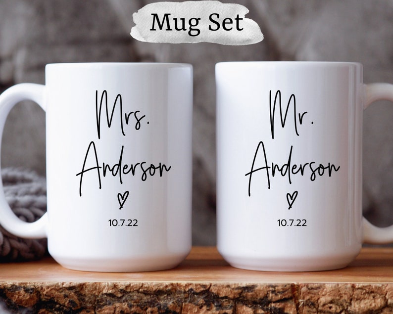 Personalized Mr and Mrs Mug Set Custom Bride and Groom Gift - Etsy