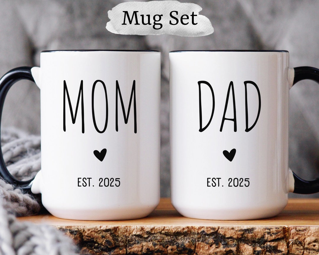 Custom Mom and Dad Mugs, Expecting Mom Gift, First Time Mom Dad Gift ...