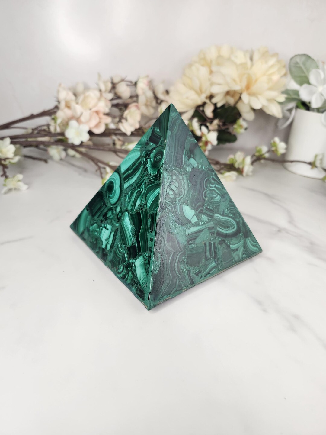 Extra Large Malachite Pyramid | Natural Stone | Hand Carved | Healing ...