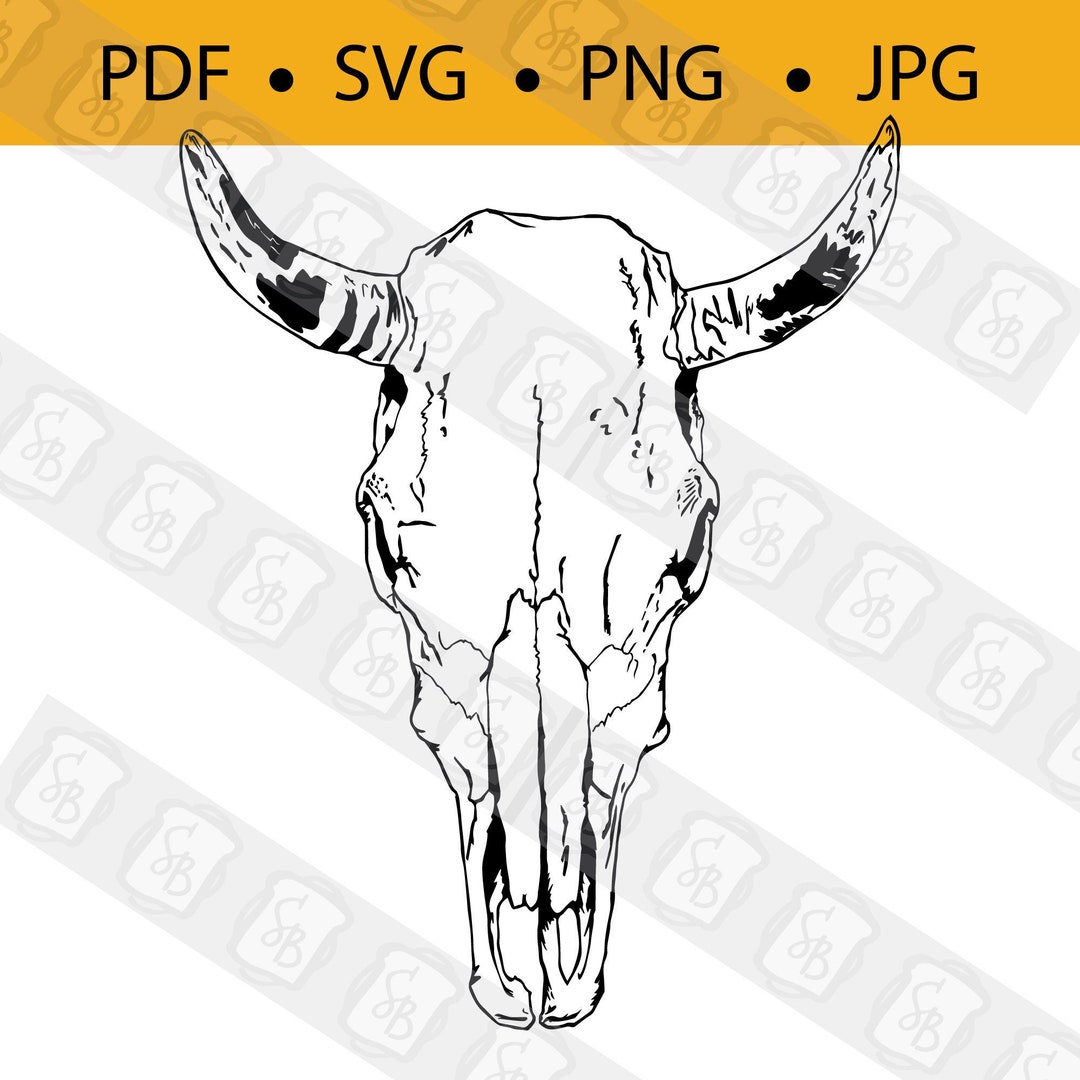 Bull Skull Digital Art | Cow Skull SVG PNG - Etsy