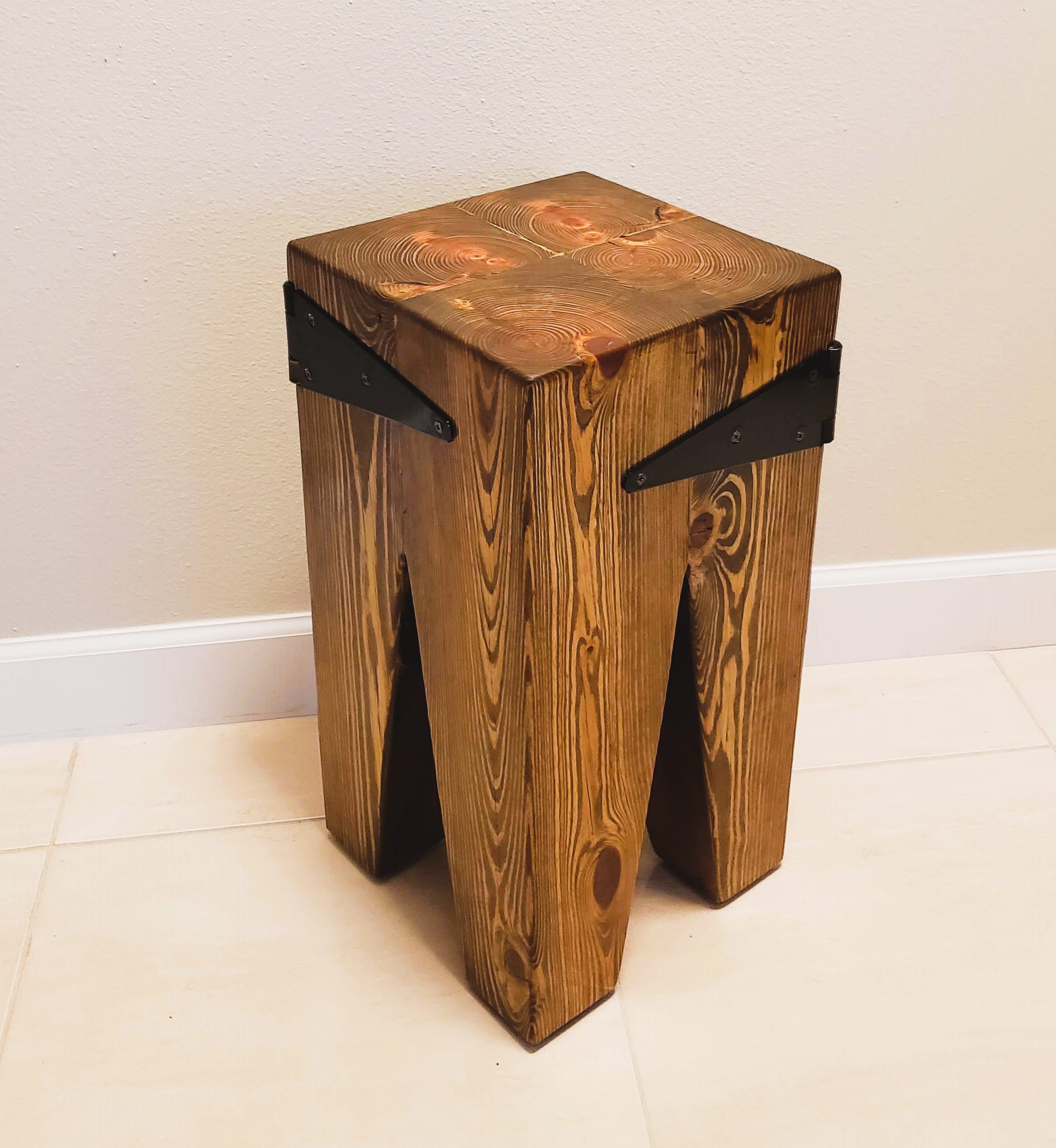 Stool and Side Table - Rustic Tulum Style - Wood Stool, Wood Side Table ...