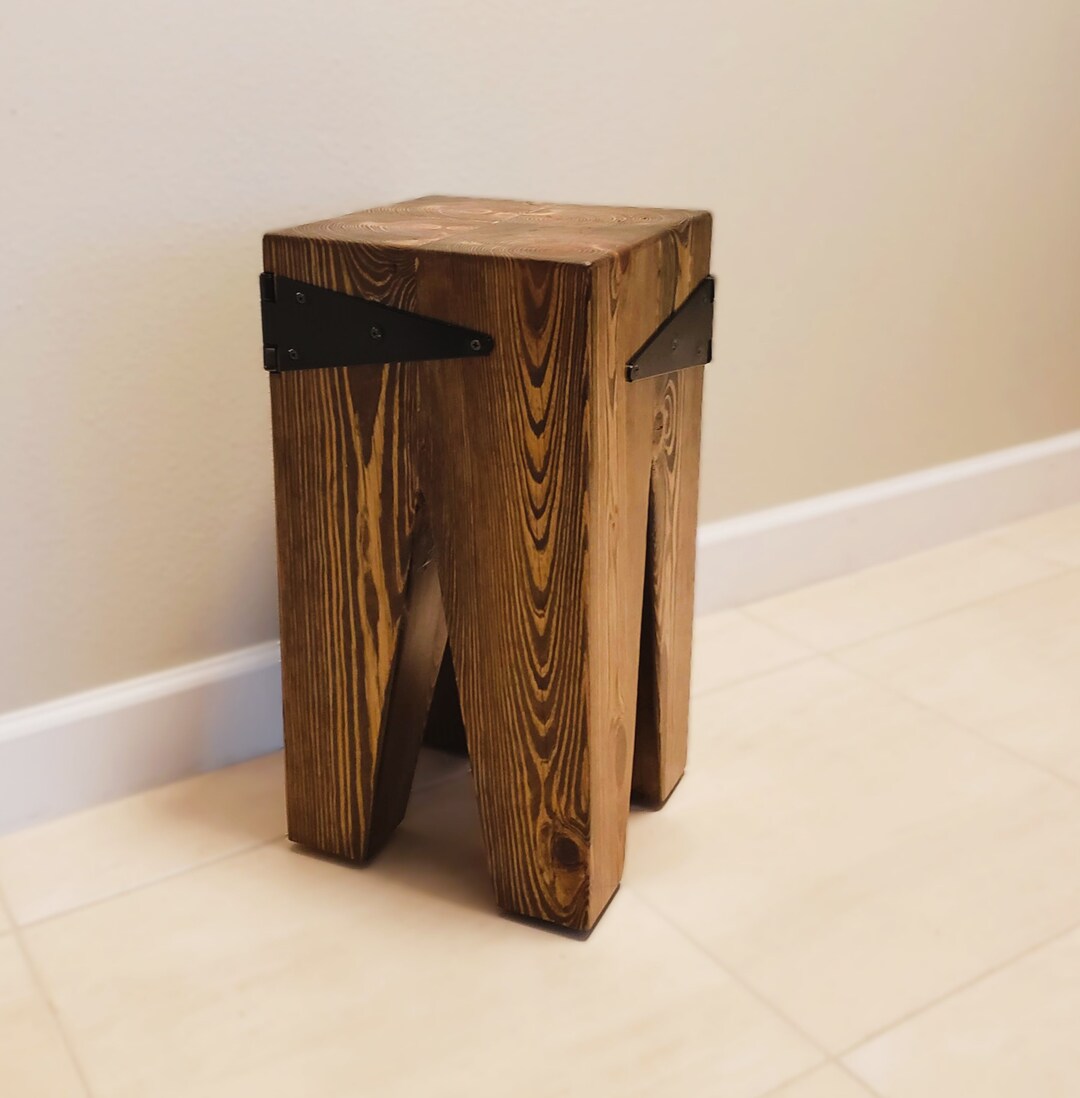 Stool and Side Table - Rustic Tulum Style - Wood Stool, Wood Side Table ...