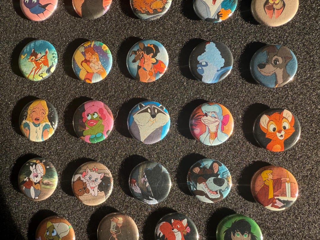 Vintage Animated Movie Character Button Pins High-quality Pinback ...