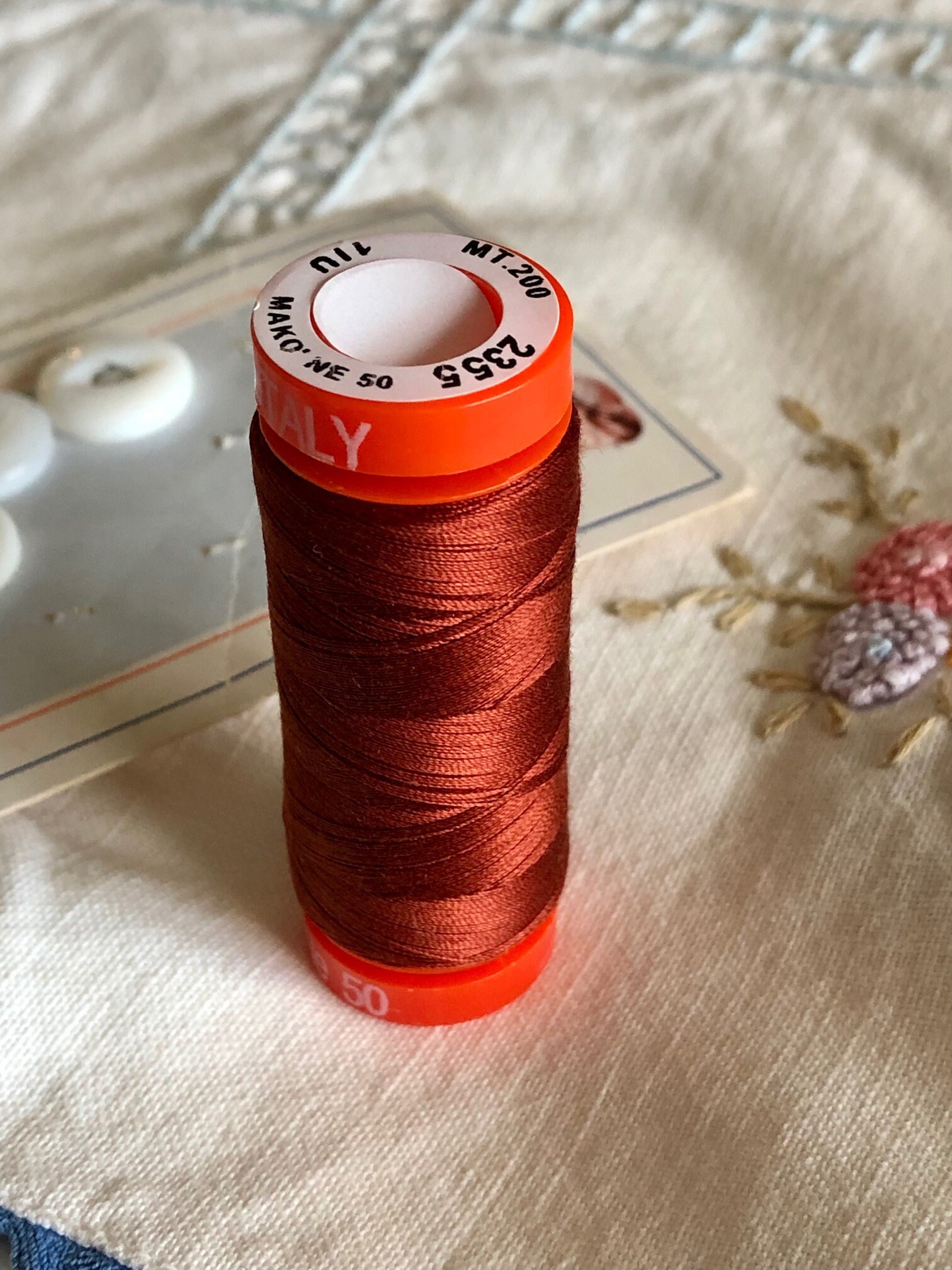 1 Spool Dark Red Rust 100% Cotton Thread, Aurifil 50 Wt All Purpose ...