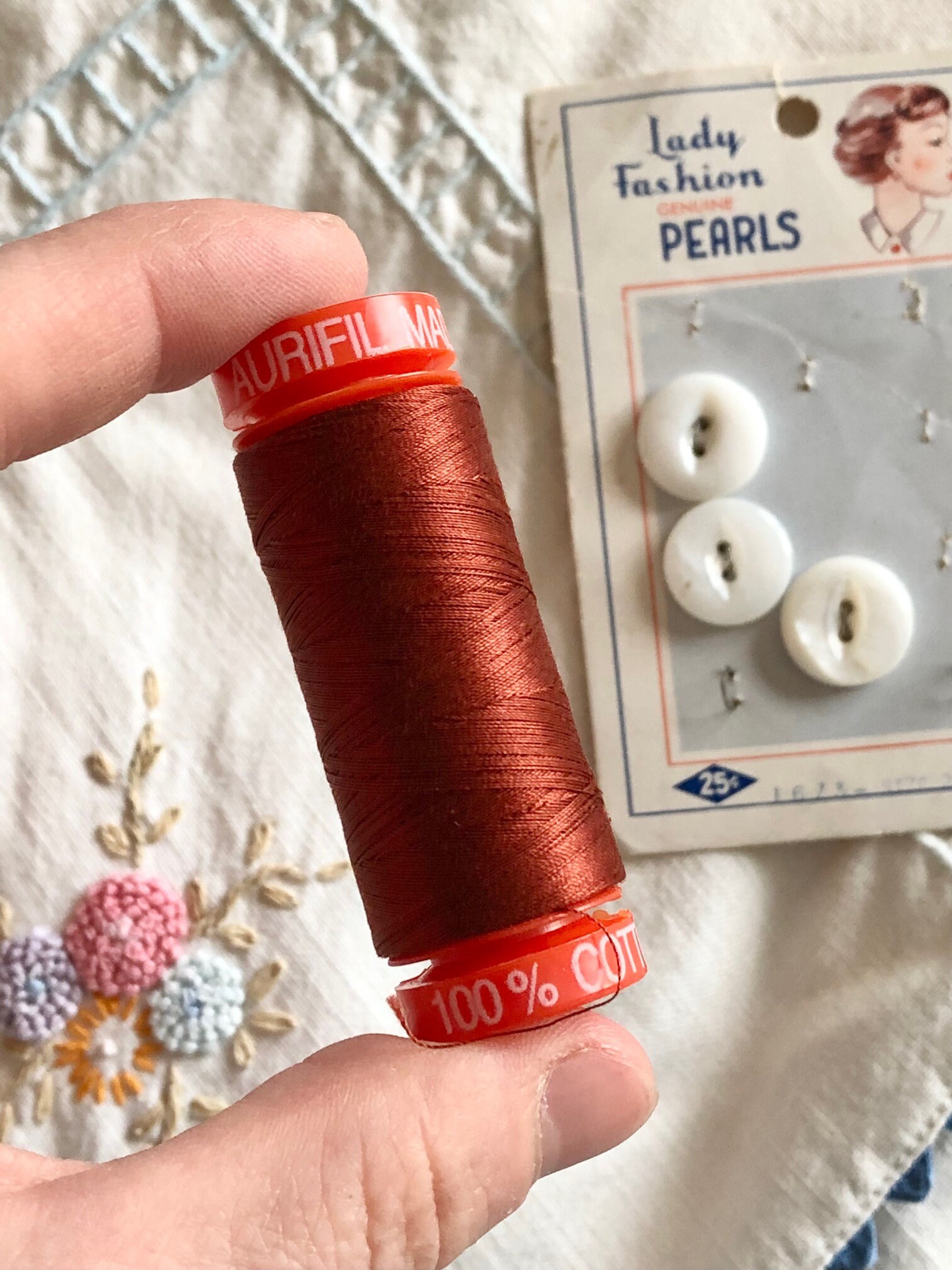 1 Spool Dark Red Rust 100% Cotton Thread, Aurifil 50 Wt All Purpose ...