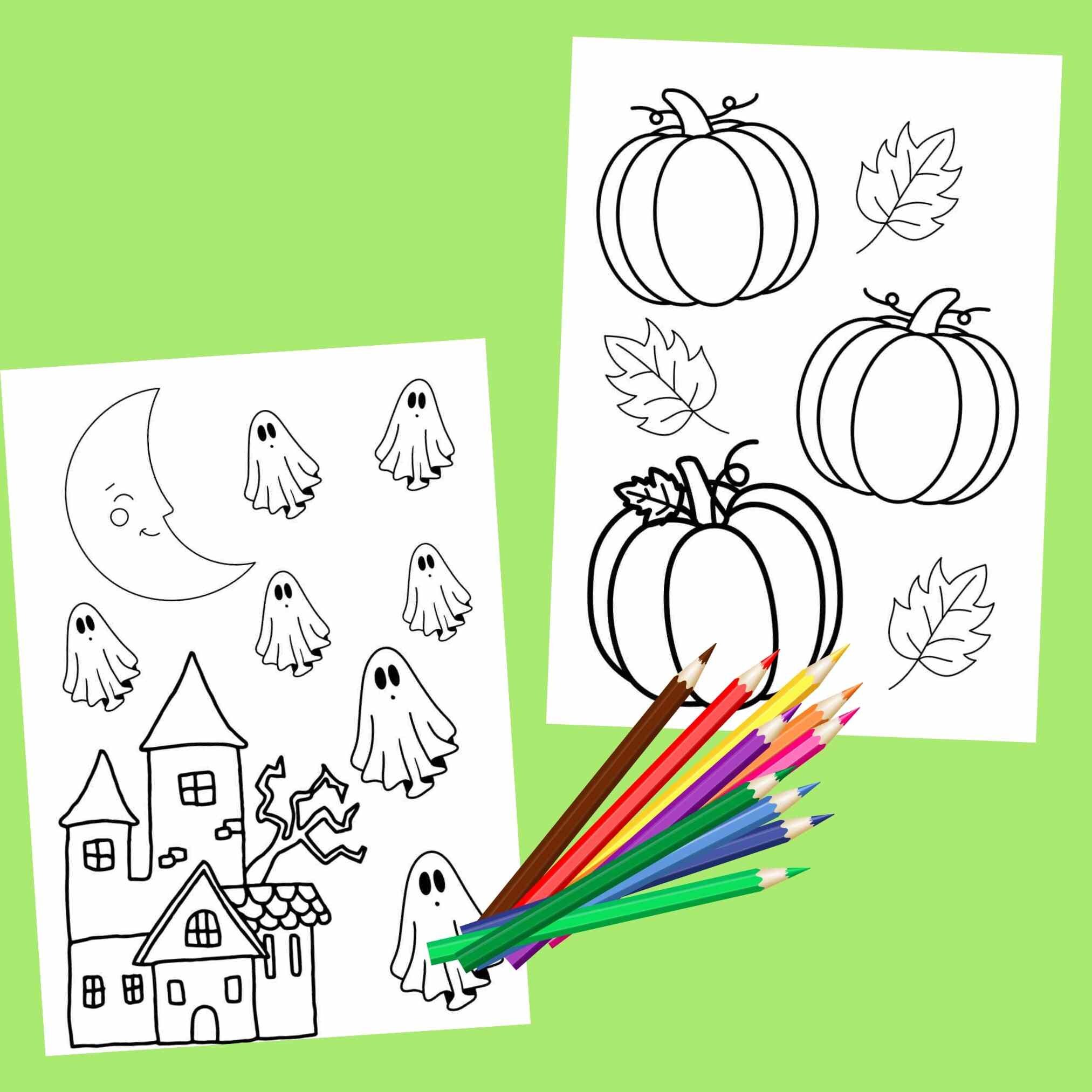 Halloween Coloring Pages ,kids Halloween Activity, Instant Download ...