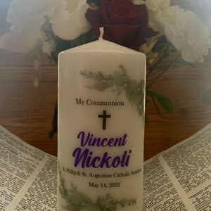 Custom First Communion Candle - Etsy