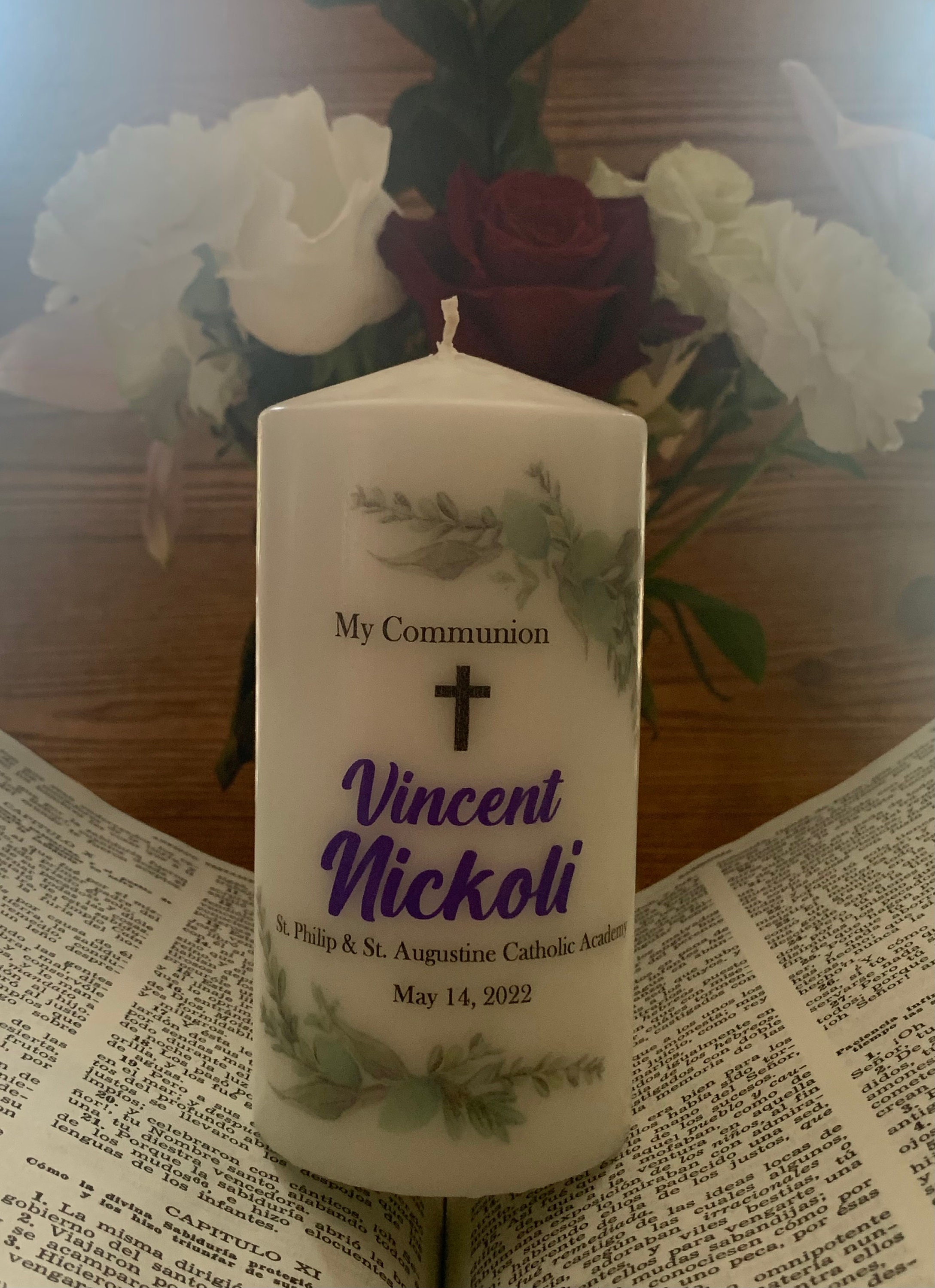 Custom First Communion Candle - Etsy