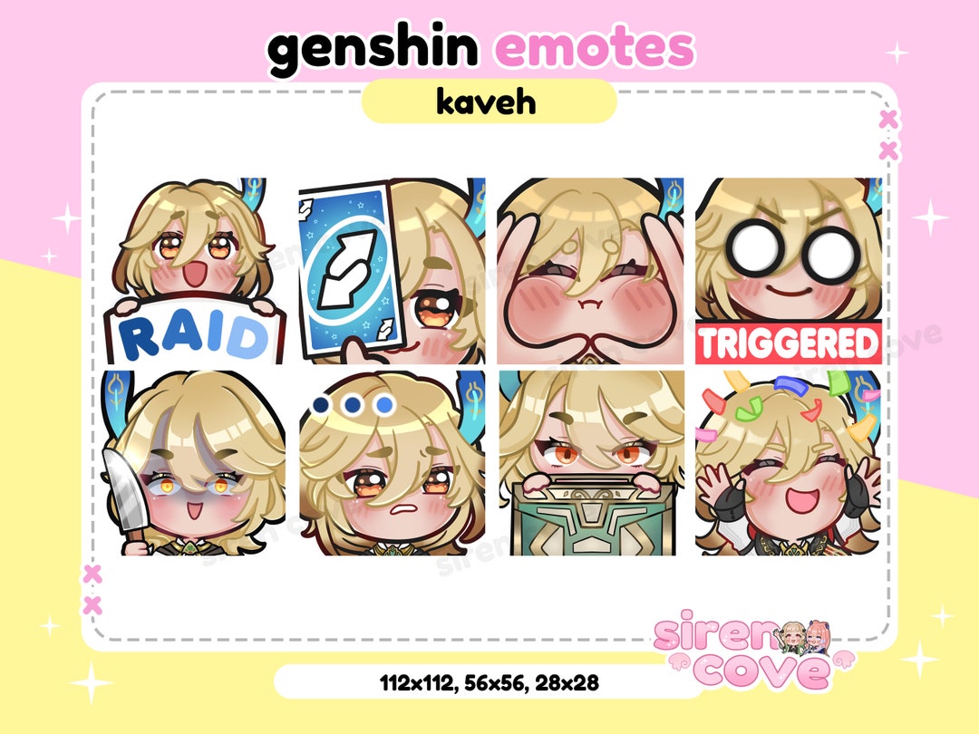 Kaveh Big Emote Pack Genshin Impact for Twitch, Discord and Youtube ...