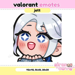 Jett Cute Emotes Valorant for Twitch, Discord and Youtube / Kawaii, for ...