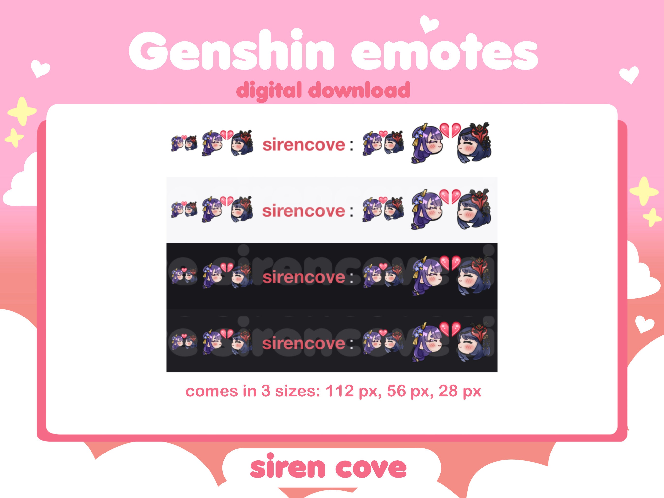 Genshin Impact Raiden Shogun Ei Heart Emotes for Twitch - Etsy UK