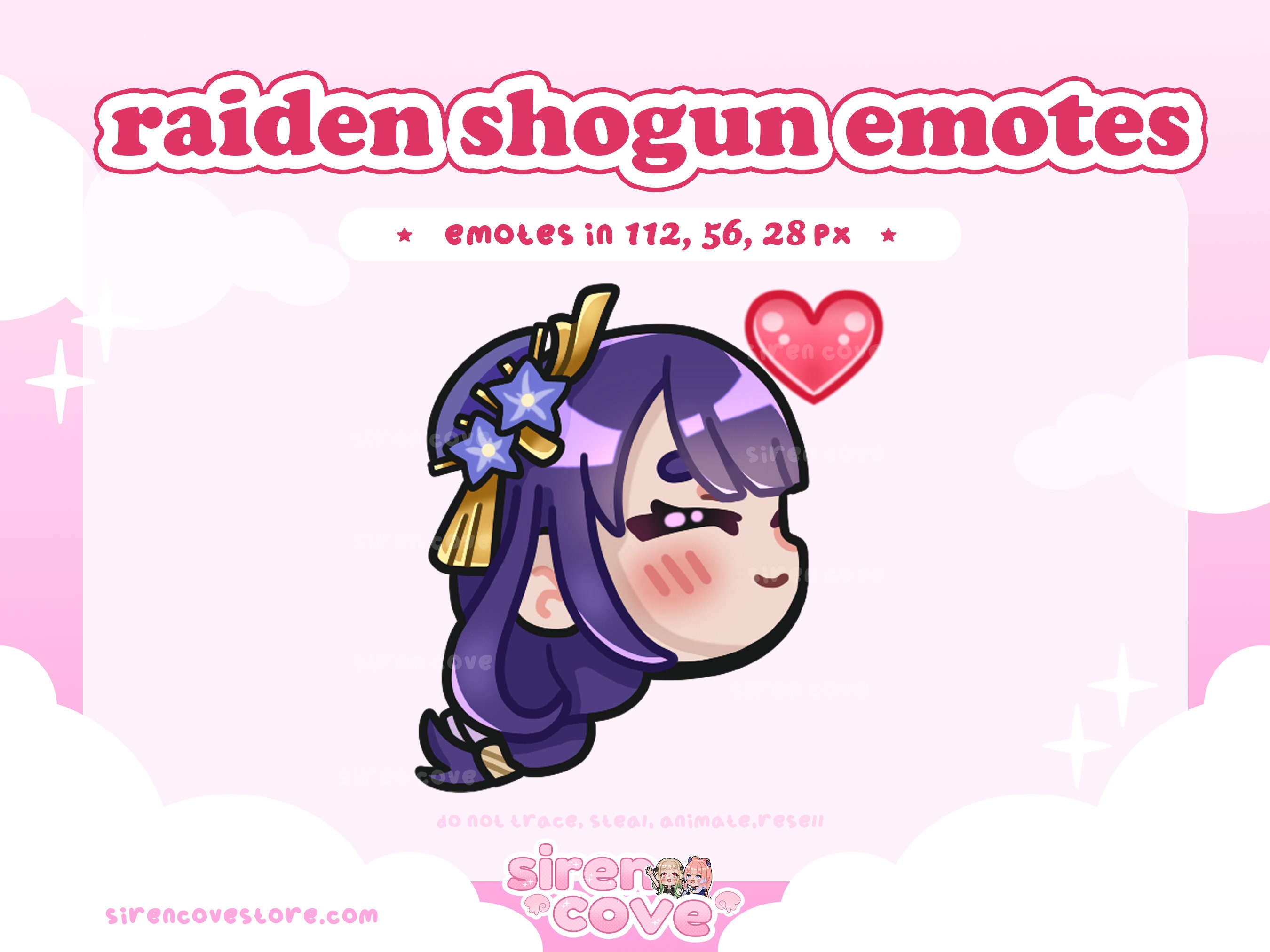 Genshin Impact Raiden Shogun Ei Heart Emotes for Twitch - Etsy Canada