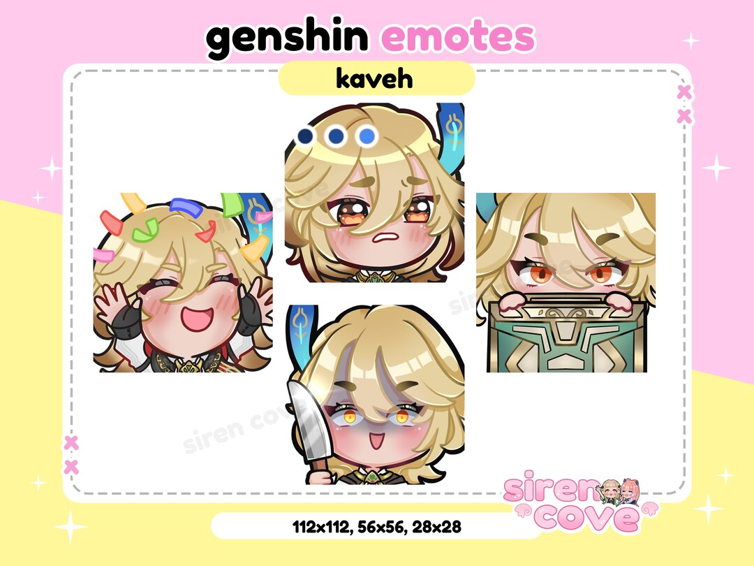 Kaveh Emote Pack 1 Genshin Impactfor Twitch, Discord and Youtube ...