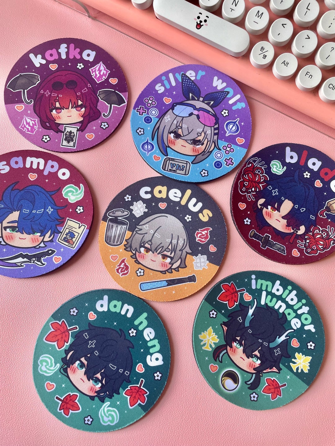 Honkai Star Rail Coasters, Kafka, Blade, Dan Heng, Silver Wolf, Sampo ...