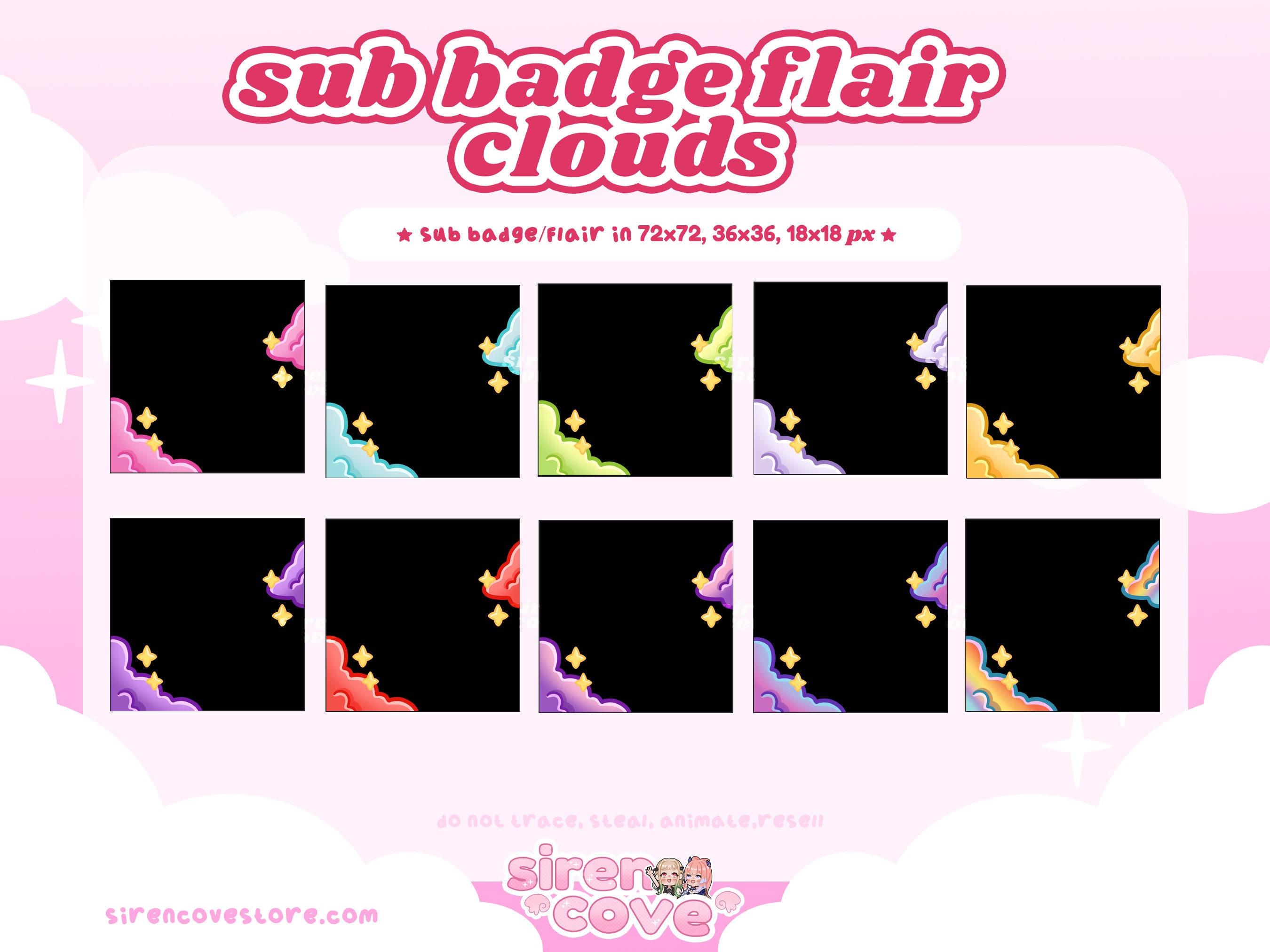 Clouds Sub Badge Flair for Twitch, Discord and Youtube / Kawaii, for ...