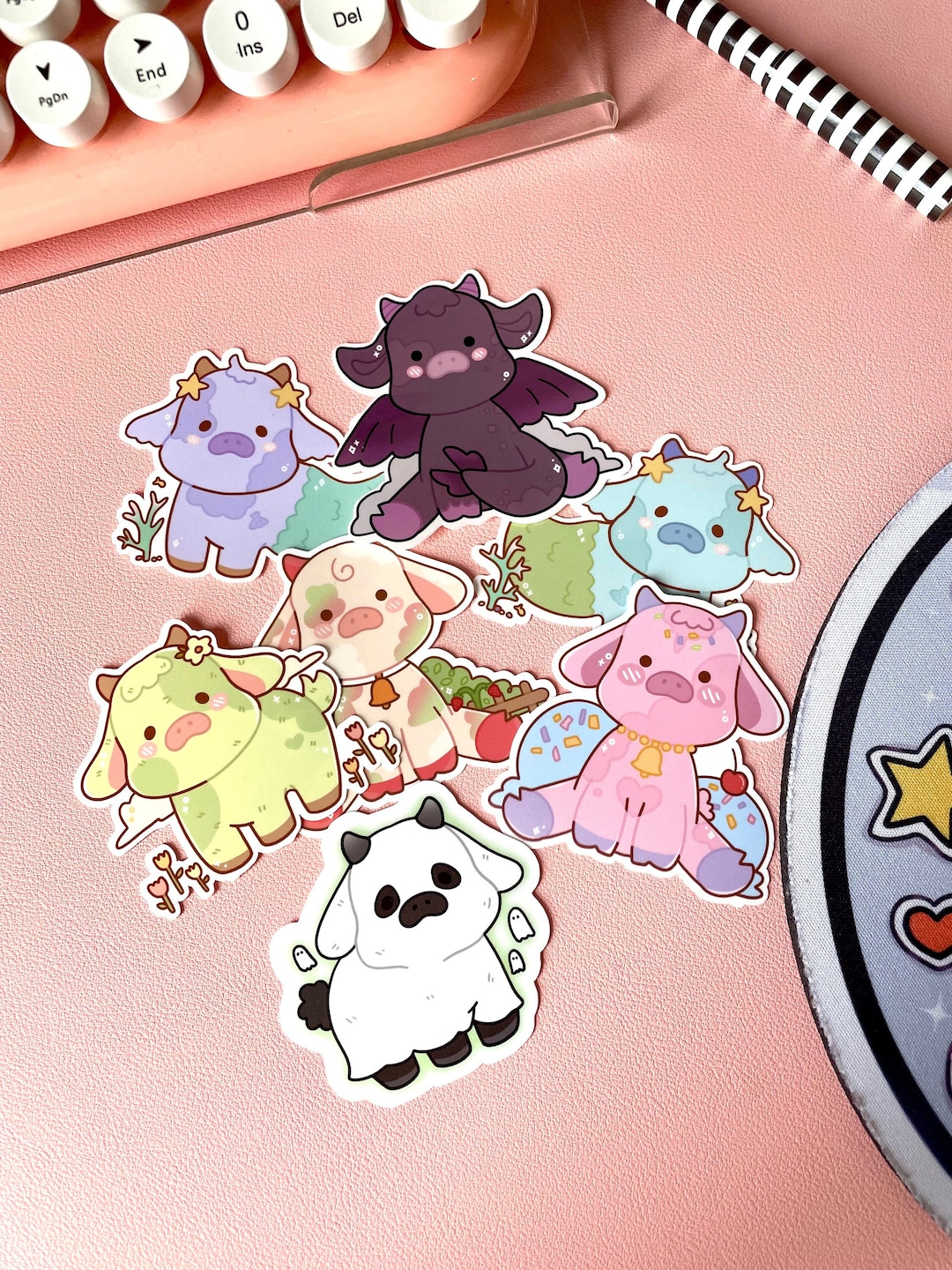 Cute Cow Stickers | Kawaii Cows, Vinyl Cow Sticker, Holographic Cow ...