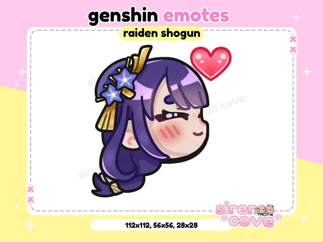 Genshin Impact Raiden Shogun Ei Heart Emotes for Twitch, Discord and ...