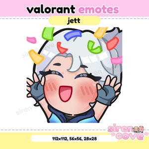Jett Confetti Emotes Valorant for Twitch, Discord and Youtube / Kawaii ...