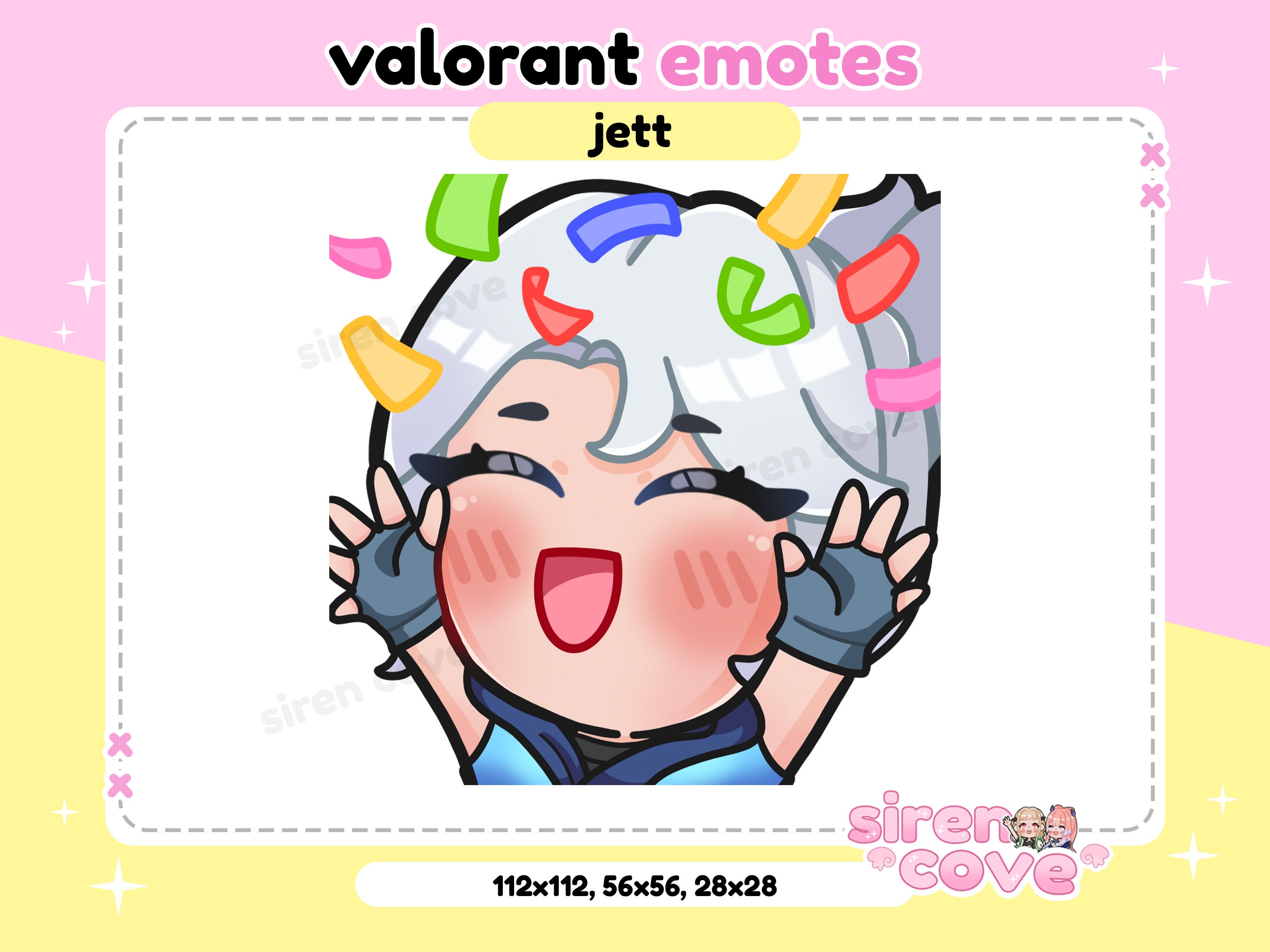 Jett Confetti Emotes Valorant for Twitch Discord and Youtube - Etsy