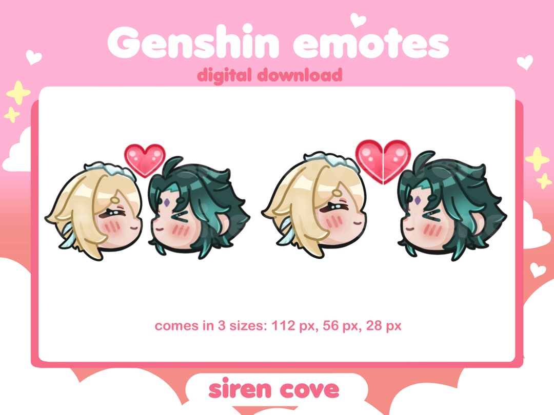 Genshin Impact Lumine Xiao Ship Heart Emotes for Twitch, Discord and ...