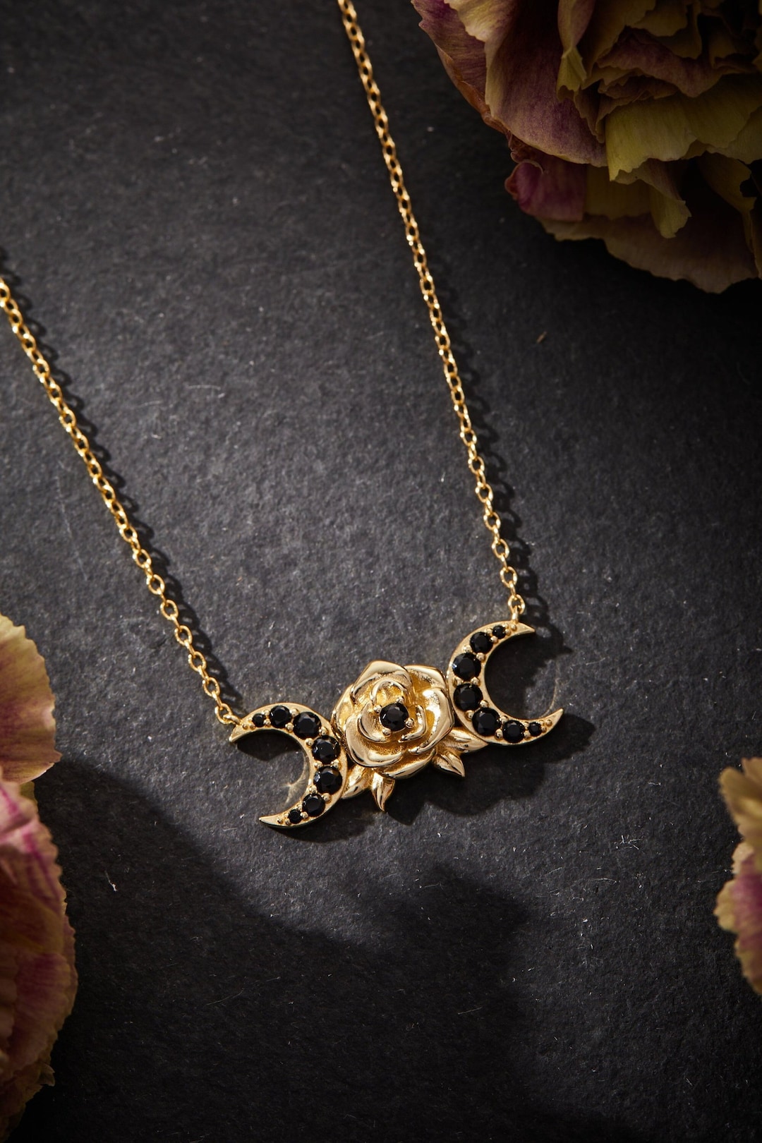 Triple Moon Goddess Necklace - Phases, Hecate's Symbol, Goddess ...