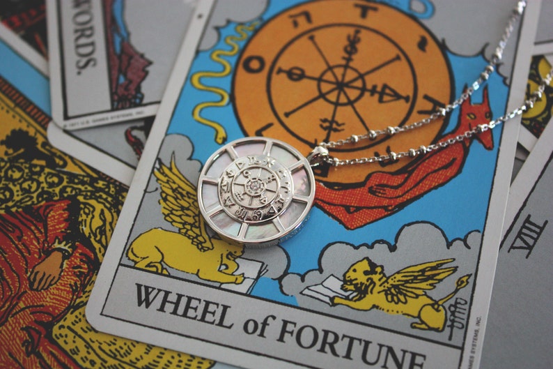 Wheel of Fortune Card ⎮ Zodiac Wheel Tarot Talisman Pendant, Mother of ...