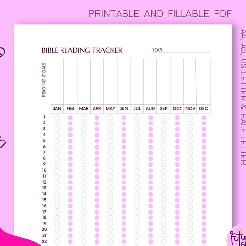Yearly Bible Reading Habit Tracker Printable and Fillable - Etsy
