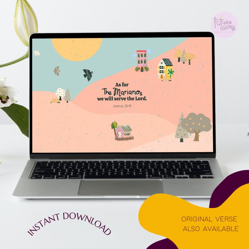 Bible Verse Desktop Laptop Wallpaper Background as for Me and - Etsy