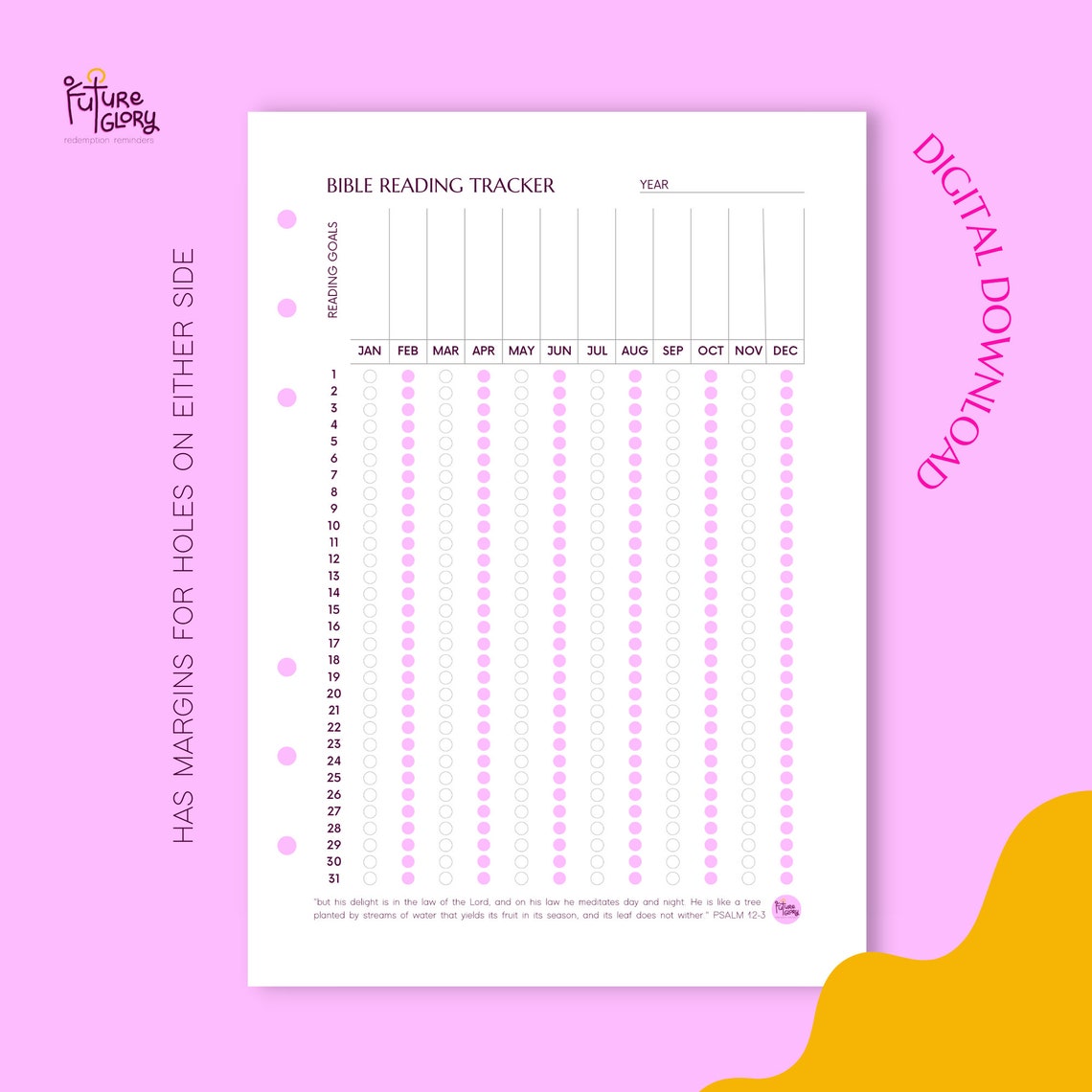 Yearly Bible Reading Habit Tracker Printable and Fillable - Etsy